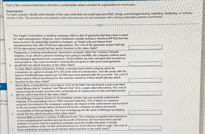 Solved Each of the scenarios listed below describes a | Chegg.com
