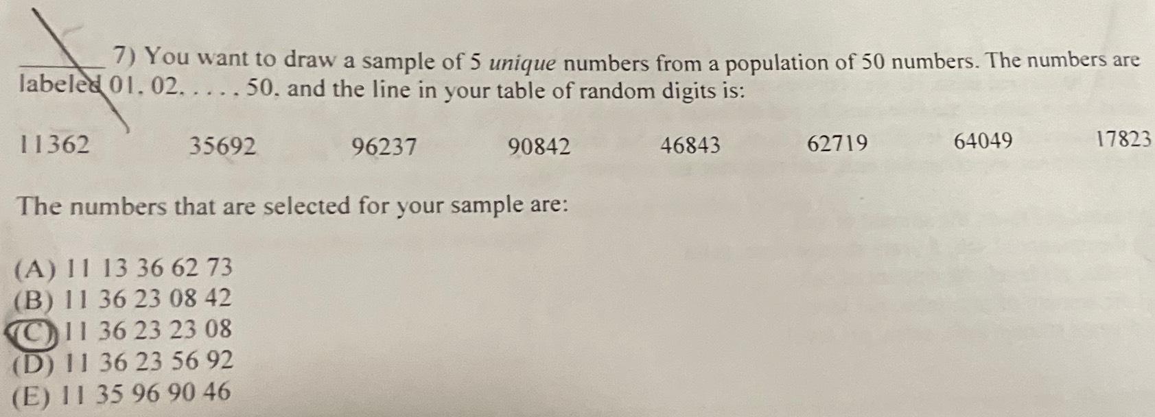 Solved You want to draw a sample of 5 ﻿unique numbers from a | Chegg.com