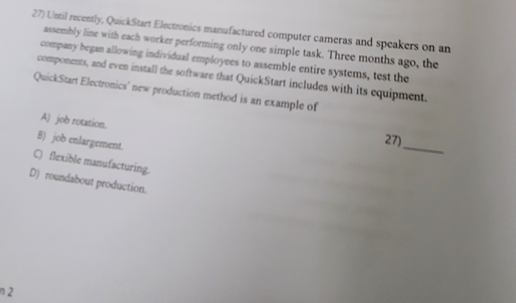 Solved assembly line with each worker performing only one | Chegg.com