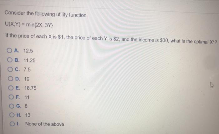 Solved Consider the following utility function. U(X,Y)= | Chegg.com