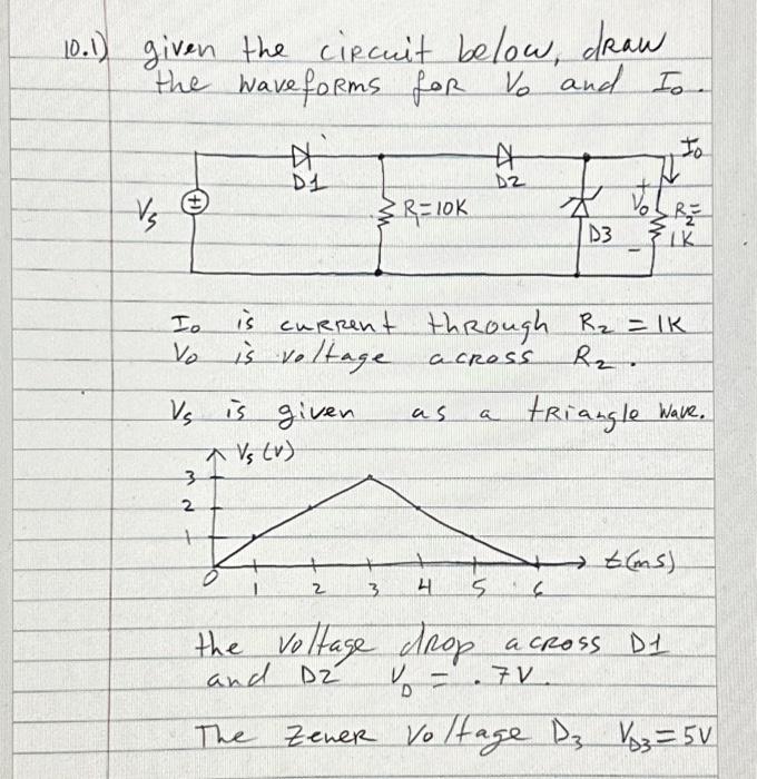 Solved 1) given the circuit below, draw the waveforms for V0 | Chegg.com