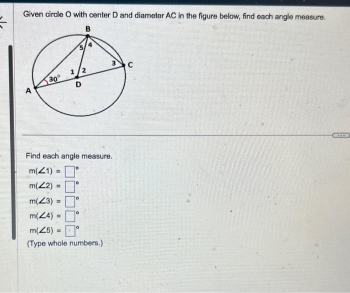 Solved Given circle O with center D and diameter AC in the | Chegg.com