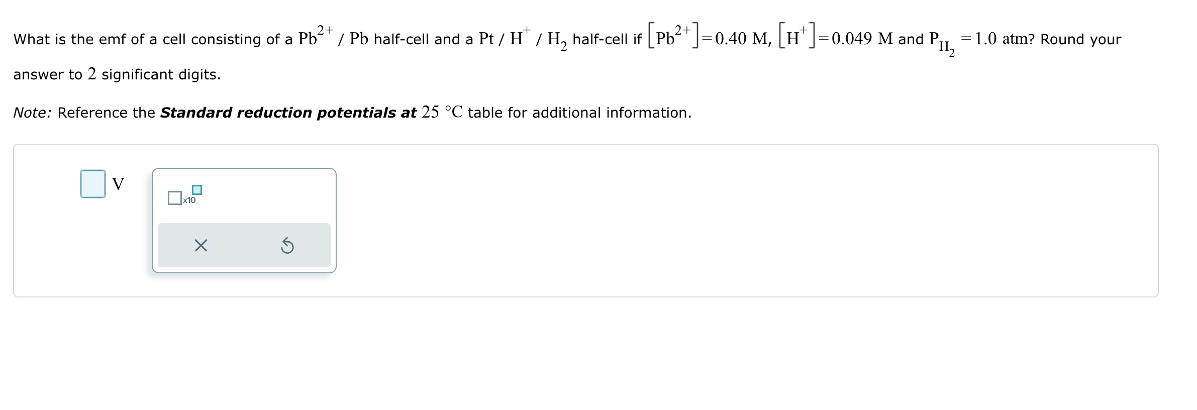 What is the emf of a cell consisting of a Pb2+Pb | Chegg.com