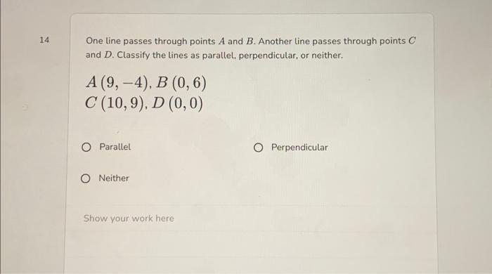 Solved One line passes through points \\( A \\) and \\( B | Chegg.com
