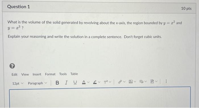 Solved PLEASE USE ONLY CALC 2 TECHNIQUES. What is the volume | Chegg.com
