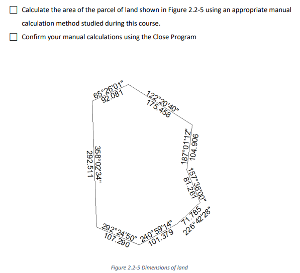 calculate the area of the parcel of land shown using | Chegg.com