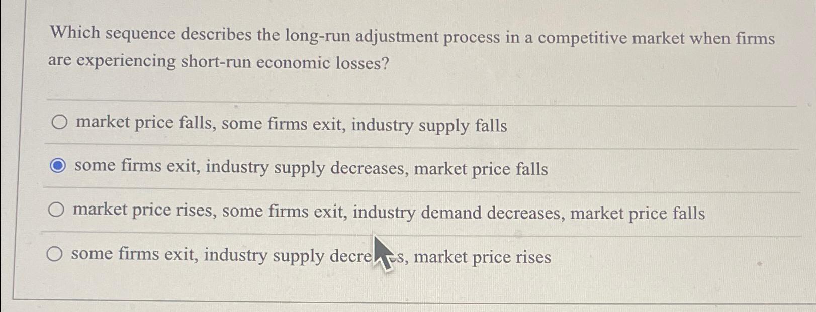 Solved Which sequence describes the long-run adjustment | Chegg.com