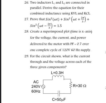 Solved 26. Two inductors L1 and L2 are connected in | Chegg.com