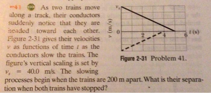 Solved -43 (5) As two trains move along a track, their | Chegg.com