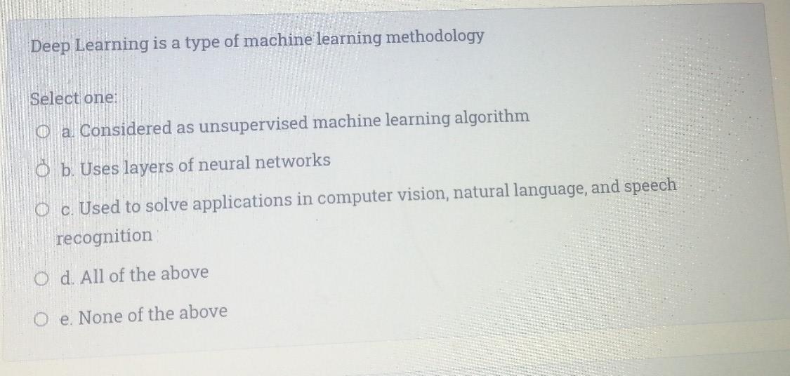 Solved Deep Learning is a type of machine learning | Chegg.com