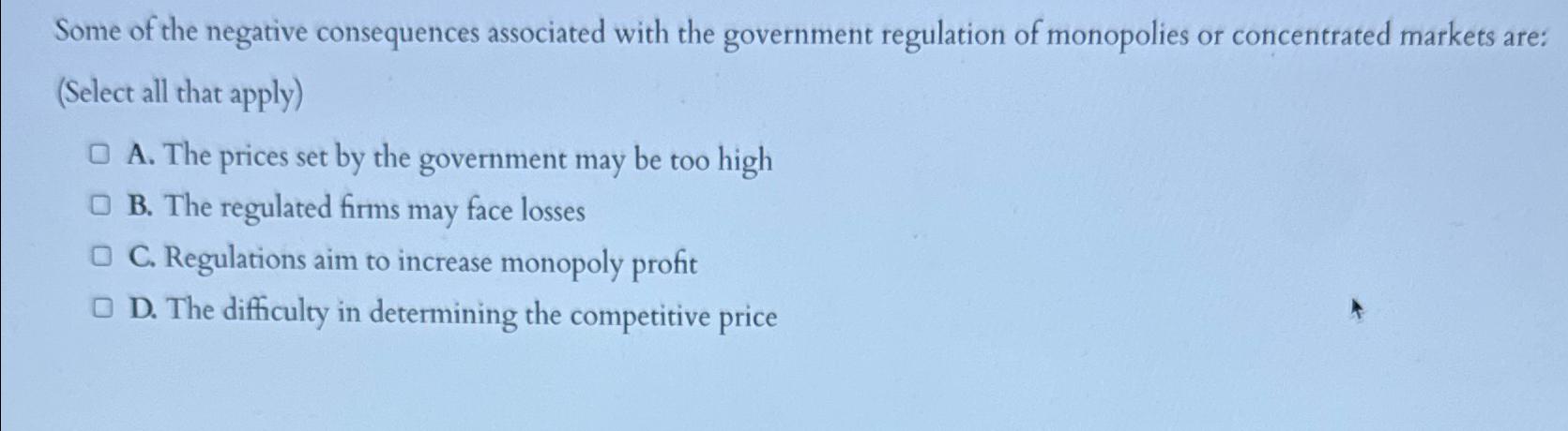 Solved Some of the negative consequences associated with the | Chegg.com