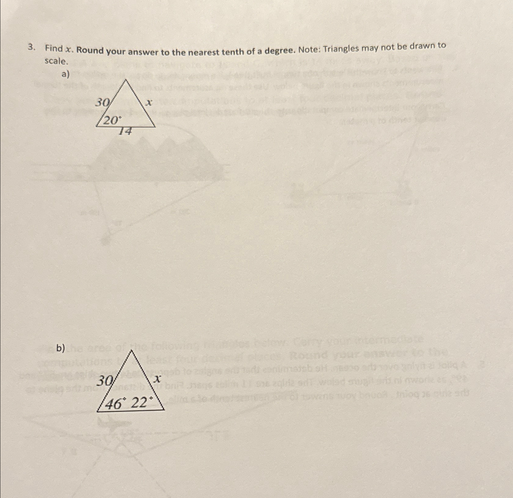 Solved Find x. ﻿Round your answer to the nearest tenth of a | Chegg.com