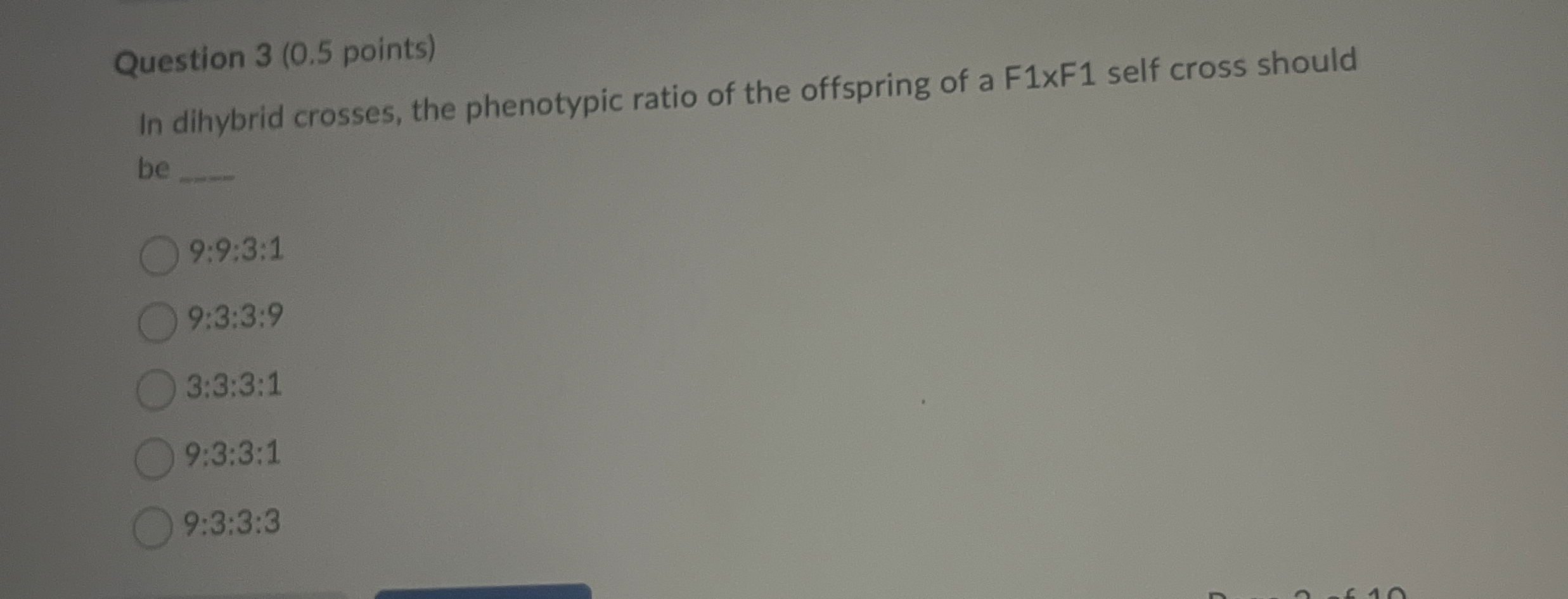Solved Question 3 ( 0.5 ﻿points)In dilhybrid crosses, the | Chegg.com