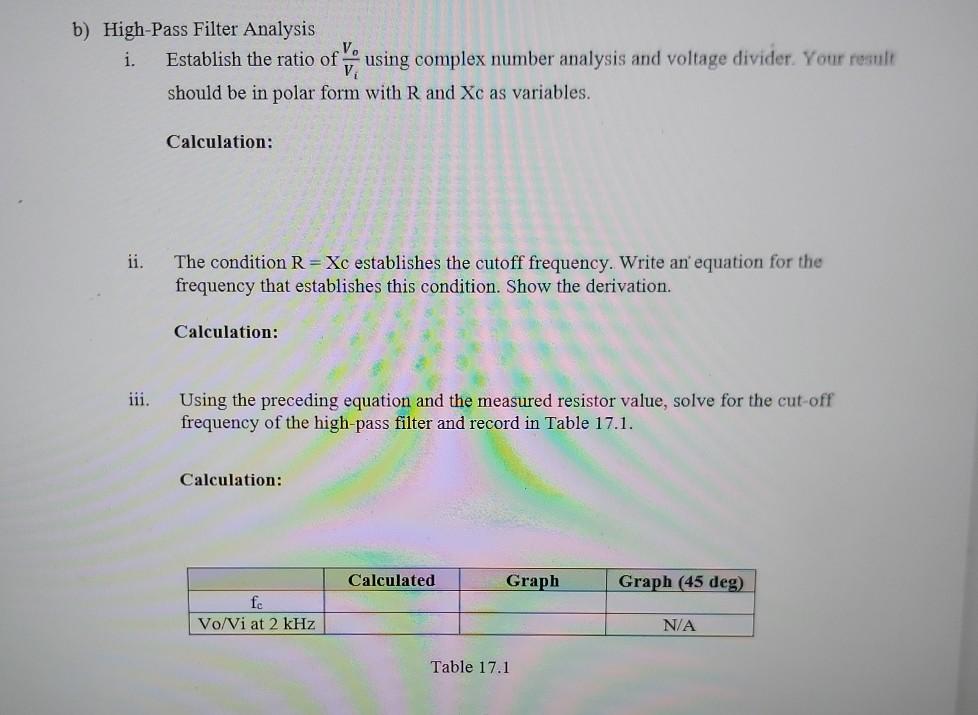 Part 1 High-pass R-C Filter a) Using CircuitLab, | Chegg.com
