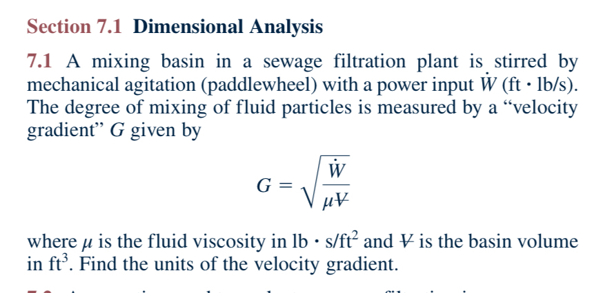 Solved Section 7.1 ﻿Dimensional Analysis7.1 ﻿A mixing basin | Chegg.com