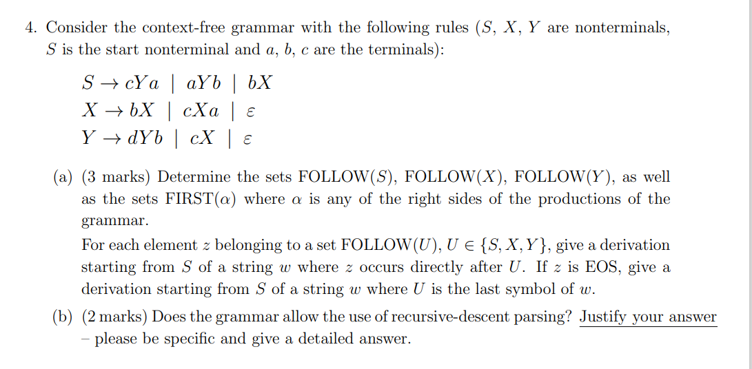 Solved Consider the context-free grammar with the following | Chegg.com