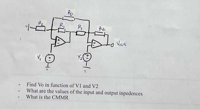 Solved - Find V0 in function of V1 and V2 - What are the | Chegg.com