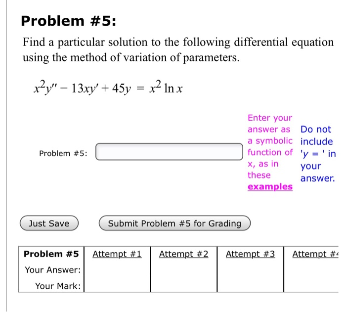 Solved Problem #5: Find a particular solution to the | Chegg.com