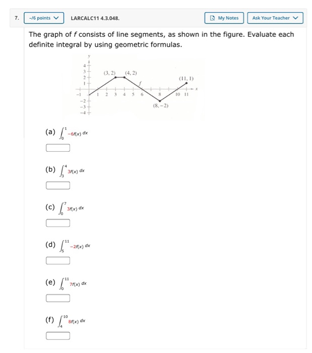 Solved -/6 points LARCALC11 4.3.048. My Notes Ask Your | Chegg.com