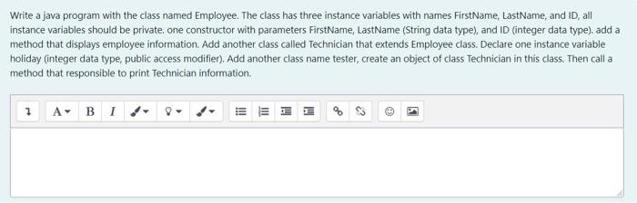 Solved Write a java program with the class named Employee. | Chegg.com