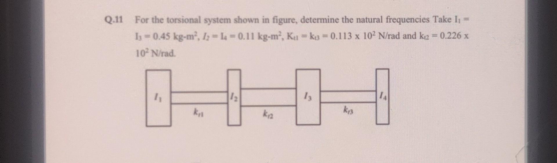 Solved .11 For the torsional system shown in figure, | Chegg.com