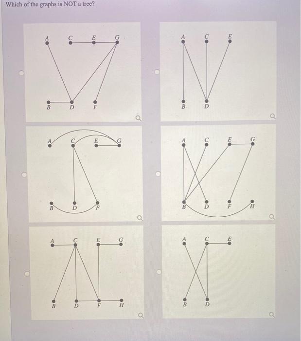 Solved Which of the graphs is NOT a tree? 79 B B D a B B н B | Chegg.com