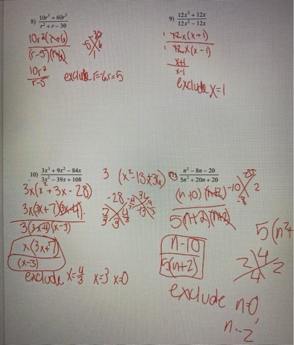 Solved simplify each and state the excluded values. pkease | Chegg.com