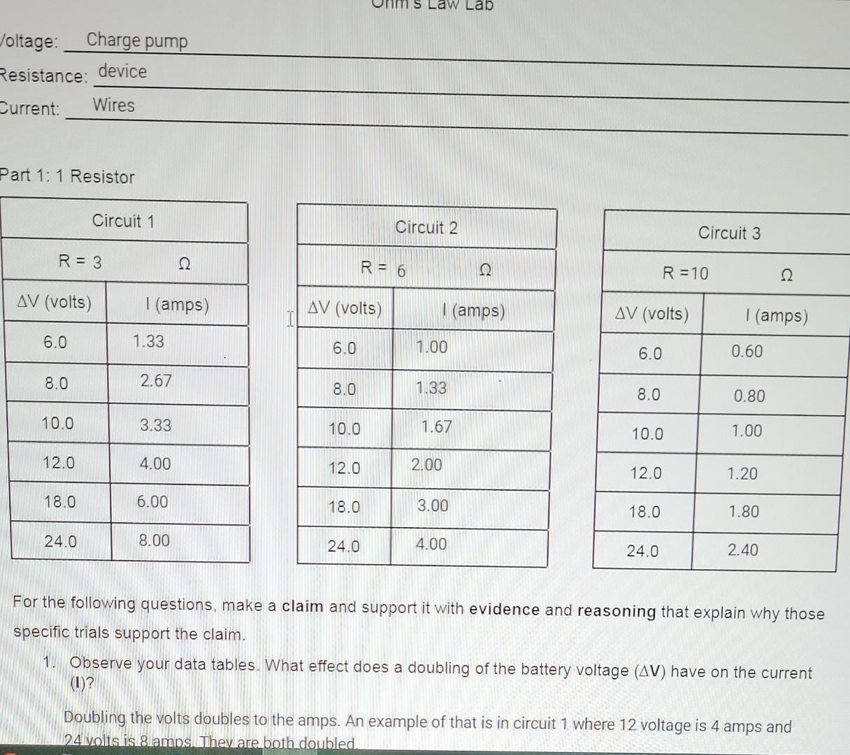 Solved Voltage: Charge pump Resistance: device Current: | Chegg.com