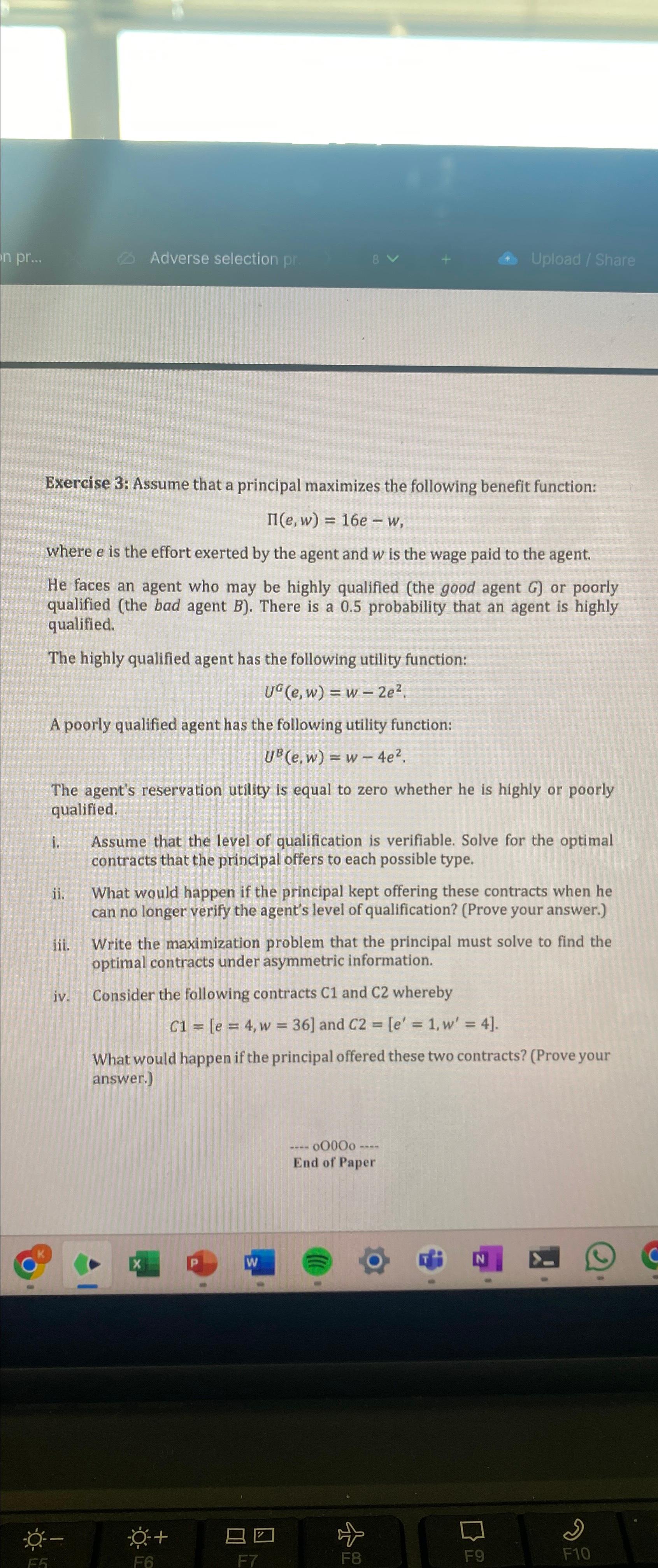 Solved Exercise 3: Assume that a principal maximizes the | Chegg.com