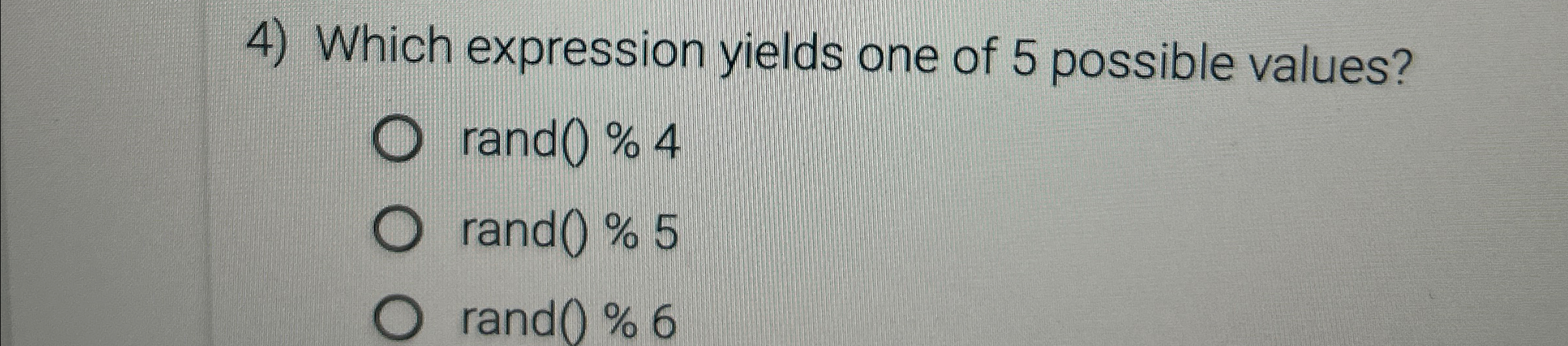 Solved Which expression yields one of 5 ﻿possible | Chegg.com