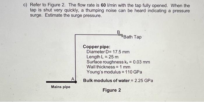 [Solved]: c) Refer to Figure 2. The flow rate is 60l/min wi
