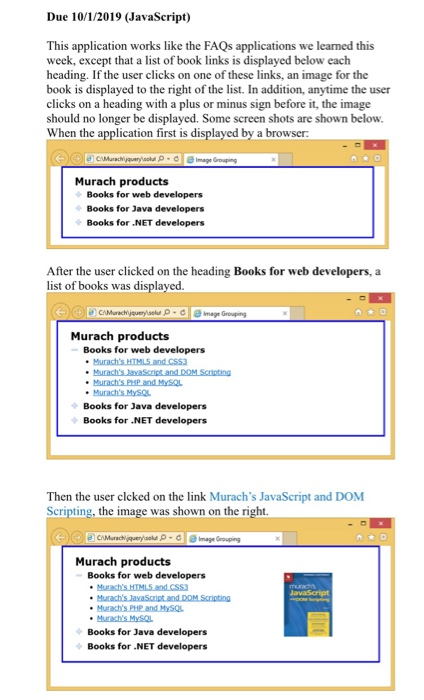 Solved Due 10/1/2019 (JavaScript) This application works | Chegg.com