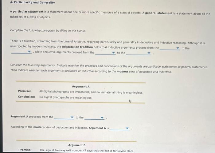 A particular statement is a statement about one or | Chegg.com
