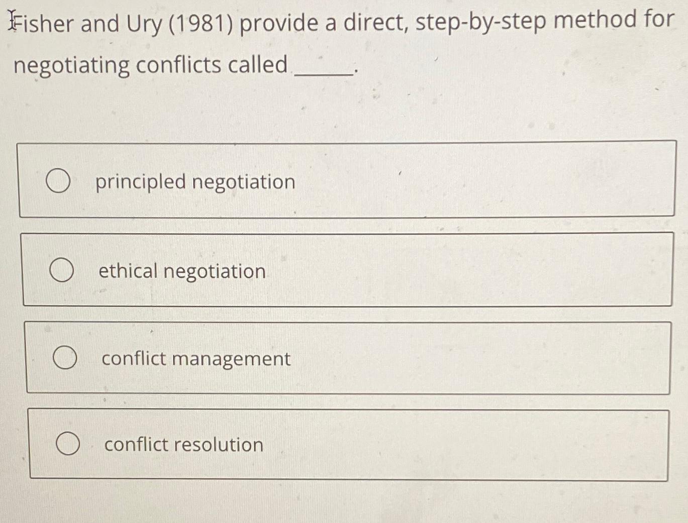 Solved Kisher and Ury (1981) ﻿provide a direct, step-by-step | Chegg.com
