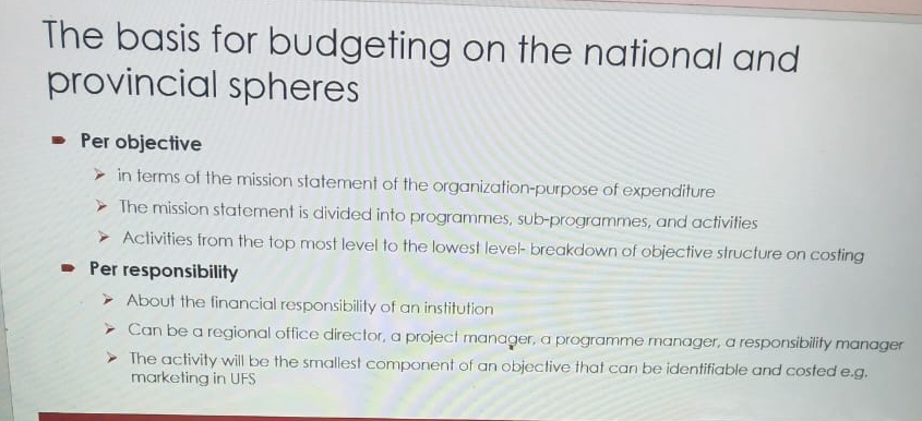 Solved The basis for budgeting on the national and | Chegg.com