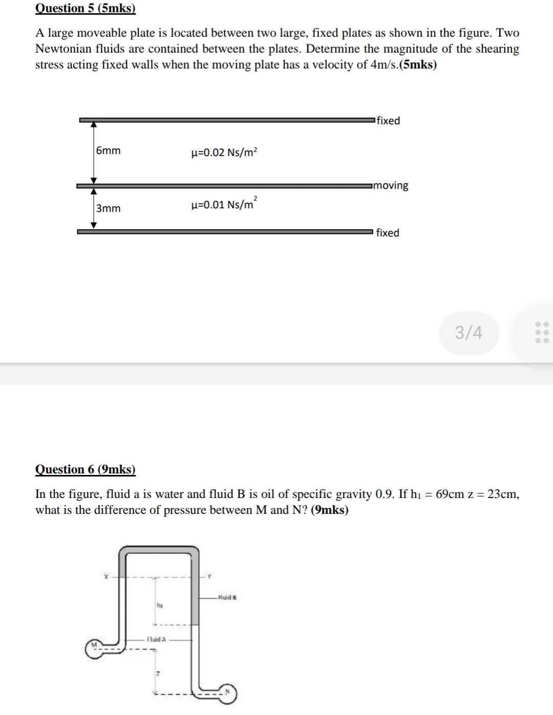 Solved Question 5 (5mks) A large moveable plate is located | Chegg.com