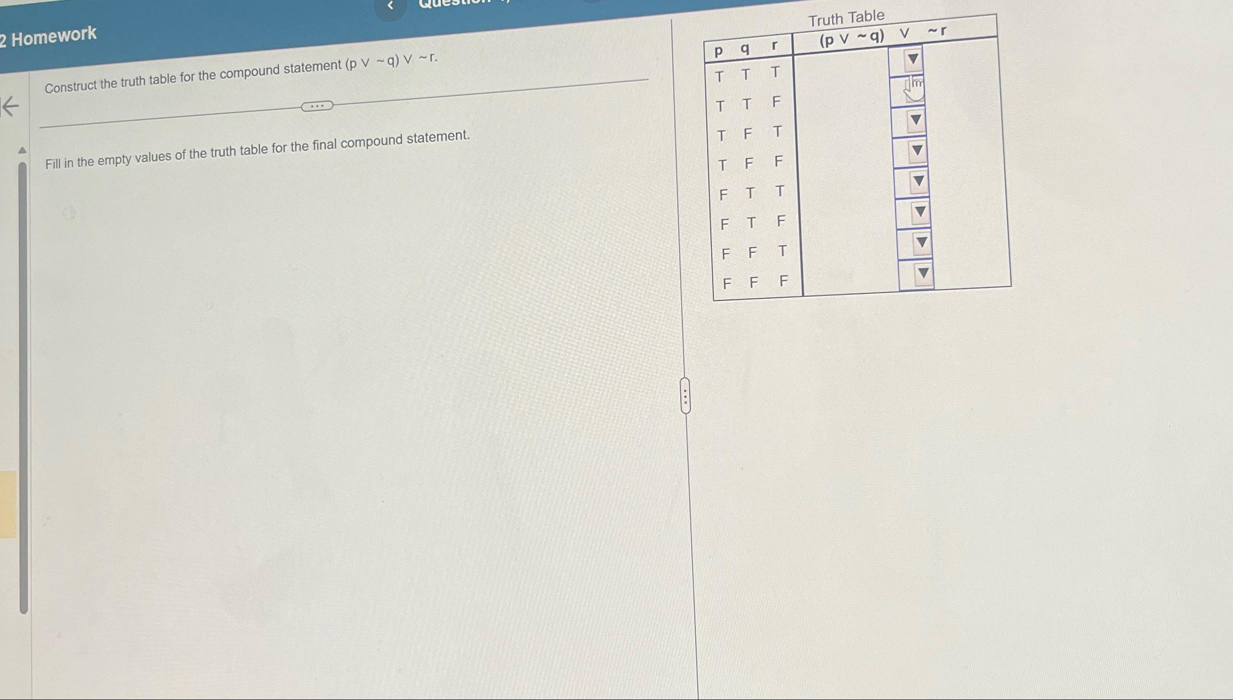 Solved Construct the truth table for the compound statement | Chegg.com