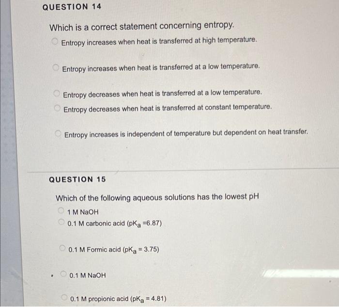 Solved QUESTION 14 Which is a correct statement concerning | Chegg.com