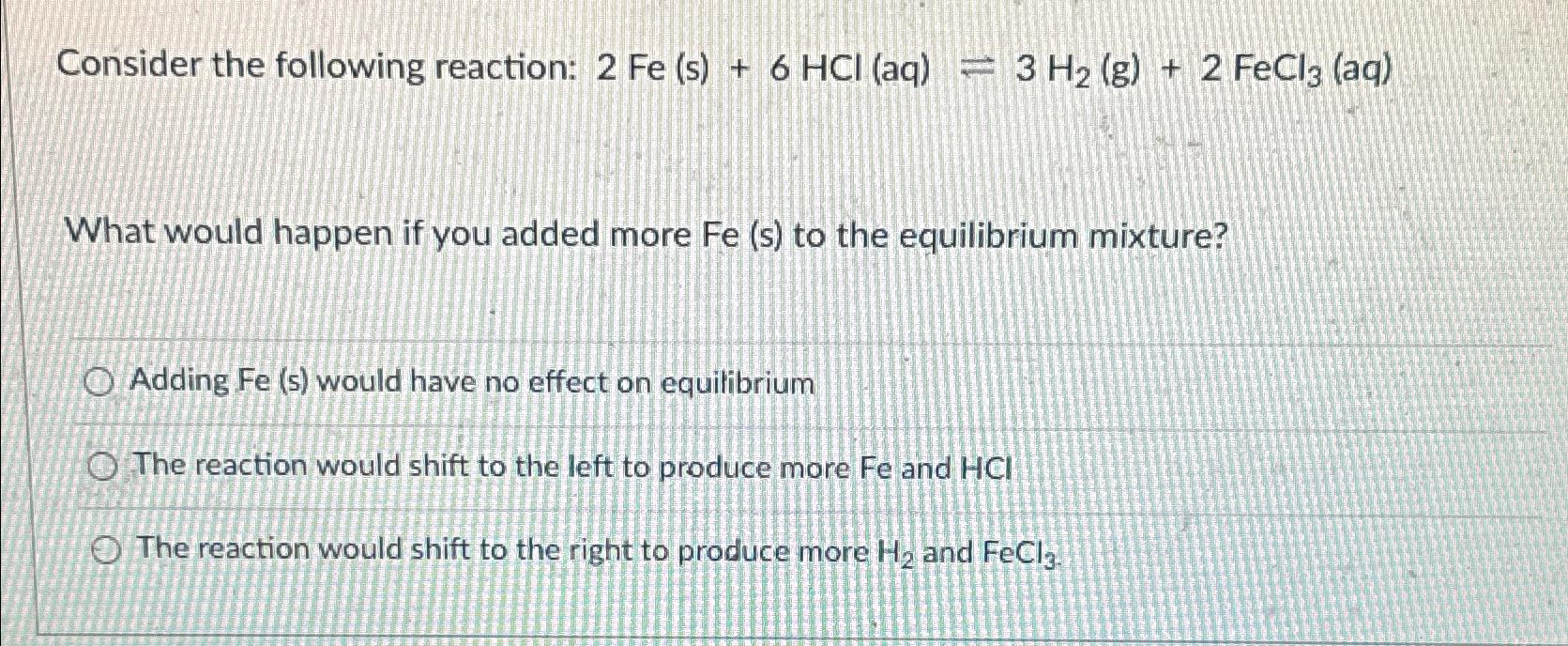 Solved Consider the following reaction: | Chegg.com