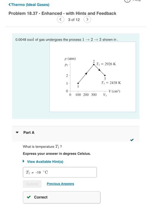 Solved Problem 18.37 - Enhanced - with Hints and Feedback 3 | Chegg.com