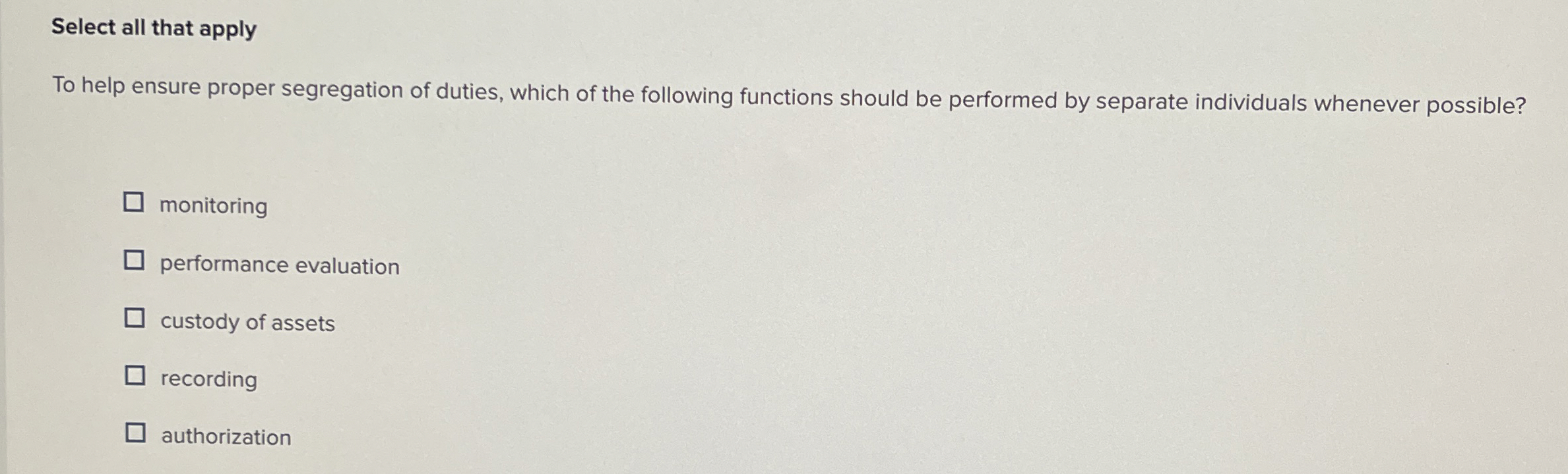 Solved Select all that applyTo help ensure proper | Chegg.com
