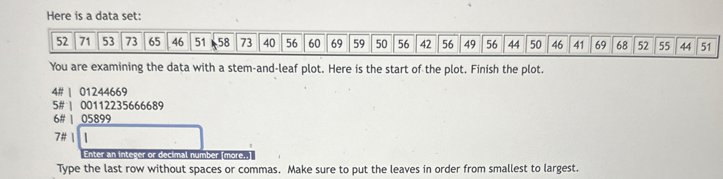 Solved Here is a data set:You are examining the data with a | Chegg.com