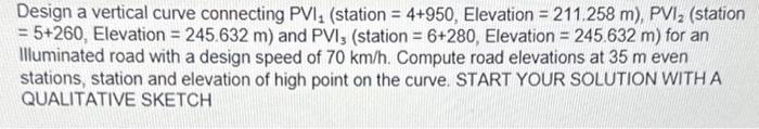 Solved Design a vertical curve connecting PVI1 (station | Chegg.com