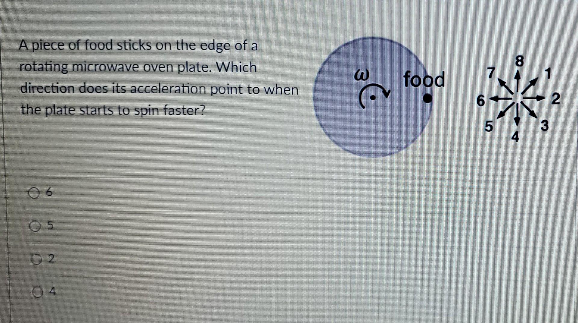 Solved A piece of food sticks on the edge of a rotating | Chegg.com