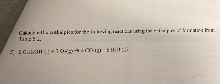 Solved Calculate the enthalpies for the following reactions | Chegg.com