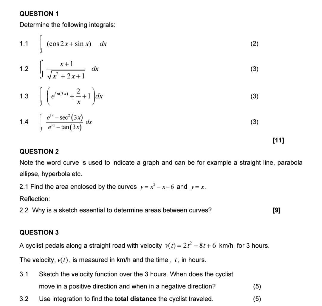 Solved Determine the following integrals: | Chegg.com