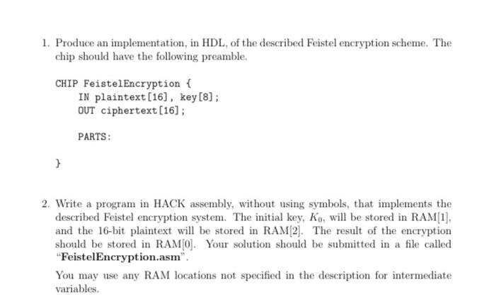 The Feistel cipher is a synthetic block cipher | Chegg.com