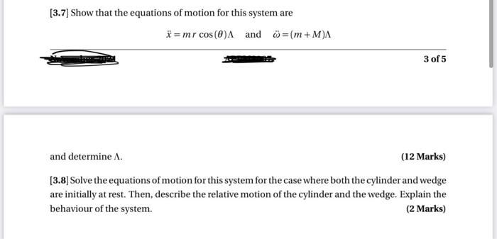 Solved Question 3-Cylinder Rolling Down a Free Wedge (23 | Chegg.com