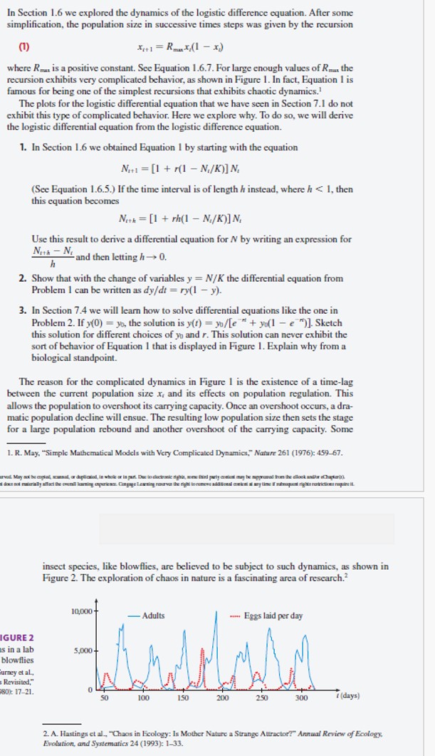 Solved In Section 1.6 ﻿we explored the dynamics of the | Chegg.com
