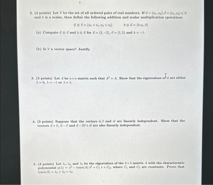 Solved 2. (4 points) Let V be the set of all ordered pairs | Chegg.com